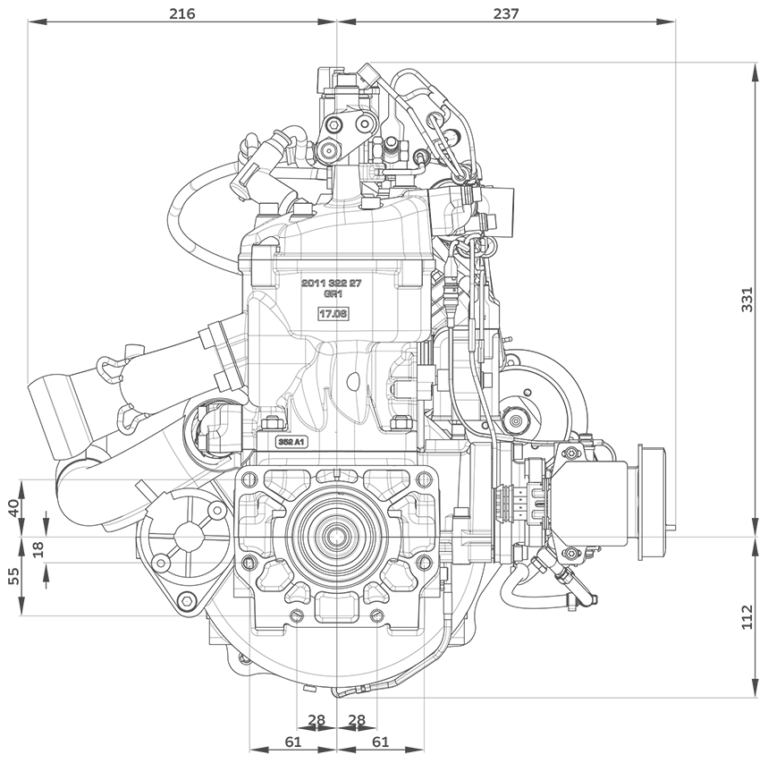 Hirth 3507 - 57HP Water-Cooled Engine with Heavy Fuel Capability